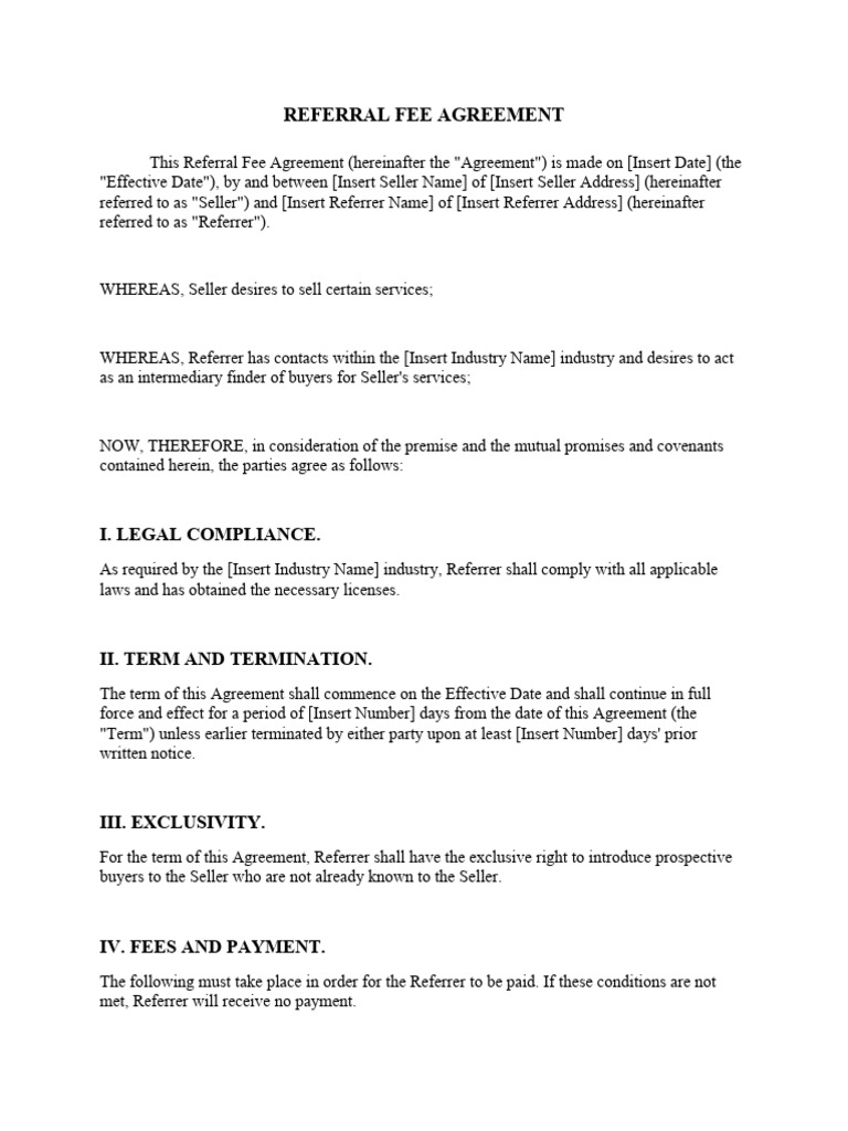 Referral Fee Agreement | PDF | Payments | Invoice
