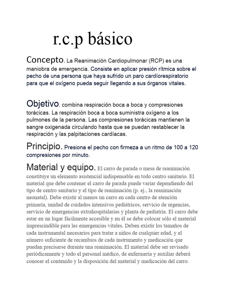 RCP Basico | PDF | Reanimación cardiopulmonar | Paro cardíaco