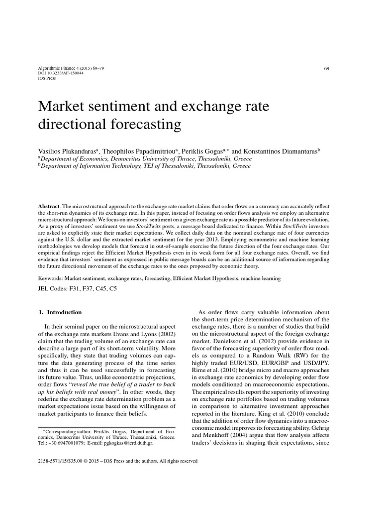 Market Sentiment and Exchange Rate Directional Forecasting | PDF | Support Vector Machine ...