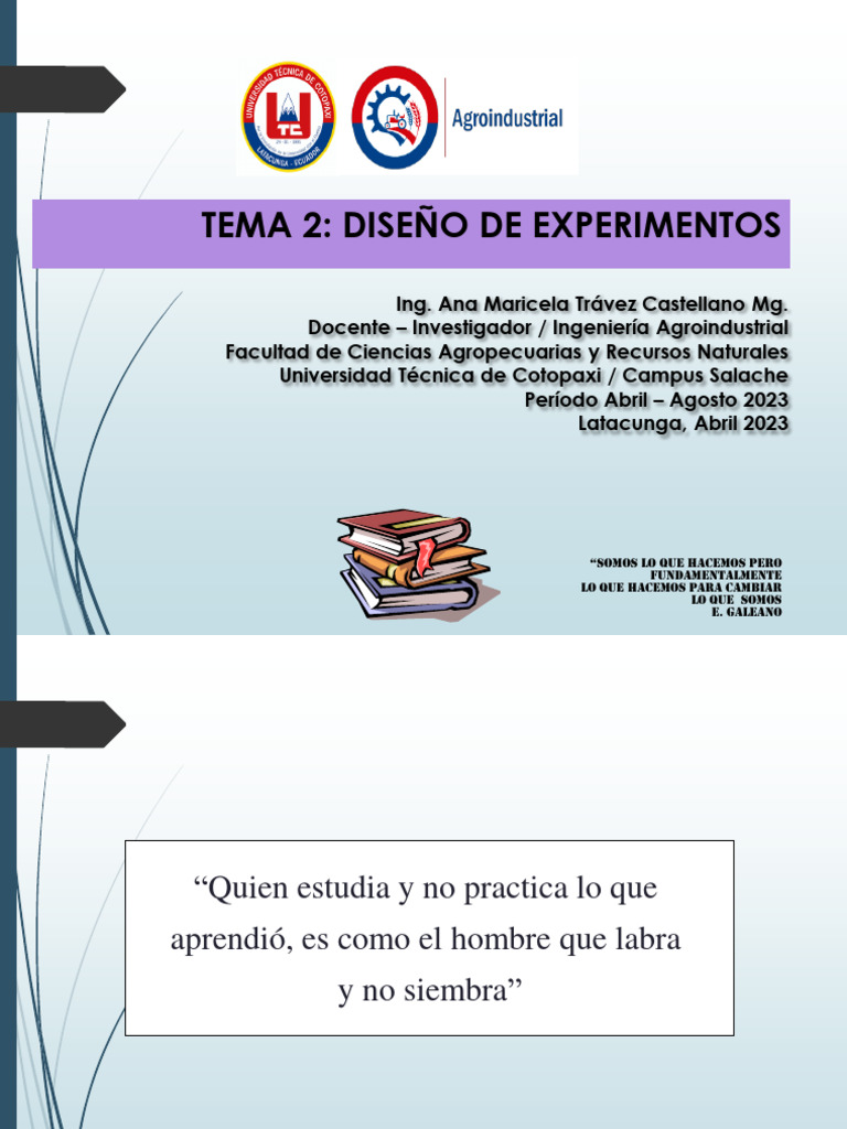 CLASE 2. DISEÑO DE EXPERIMENTOS | PDF | Experimentar | Diseño de experimentos