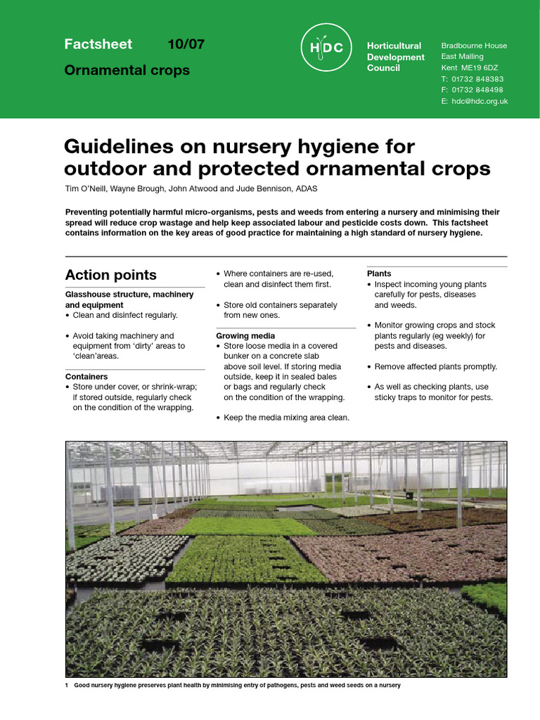 Guidelines On Nursery Hygiene For Outdoor and Protected Ornamental ...