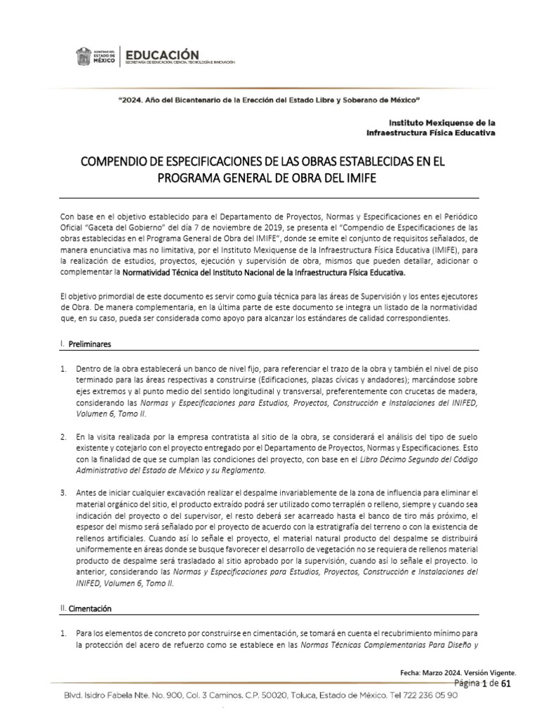 Compendio de Normas y Especificaciones de Las Obras Establecidas en El ...