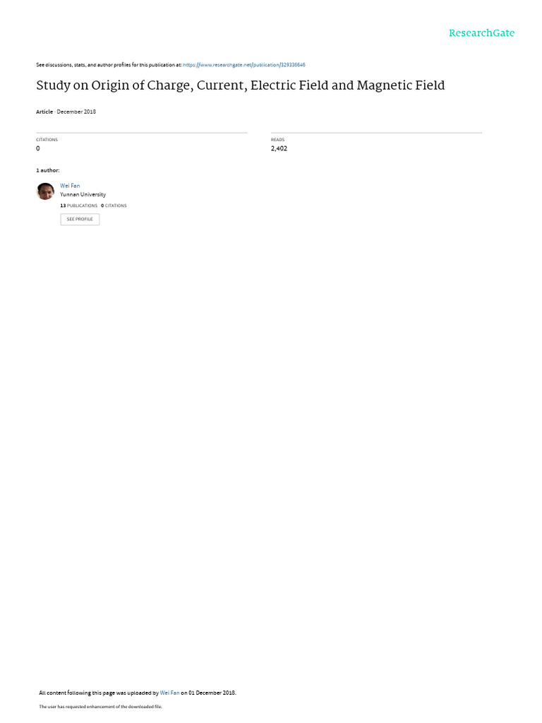 Studyon Originof Charge Current Electric Fieldand Magnetic Field | PDF ... Studyon Originof Charge Current Electric Fieldand Magnetic Field | PDF ...