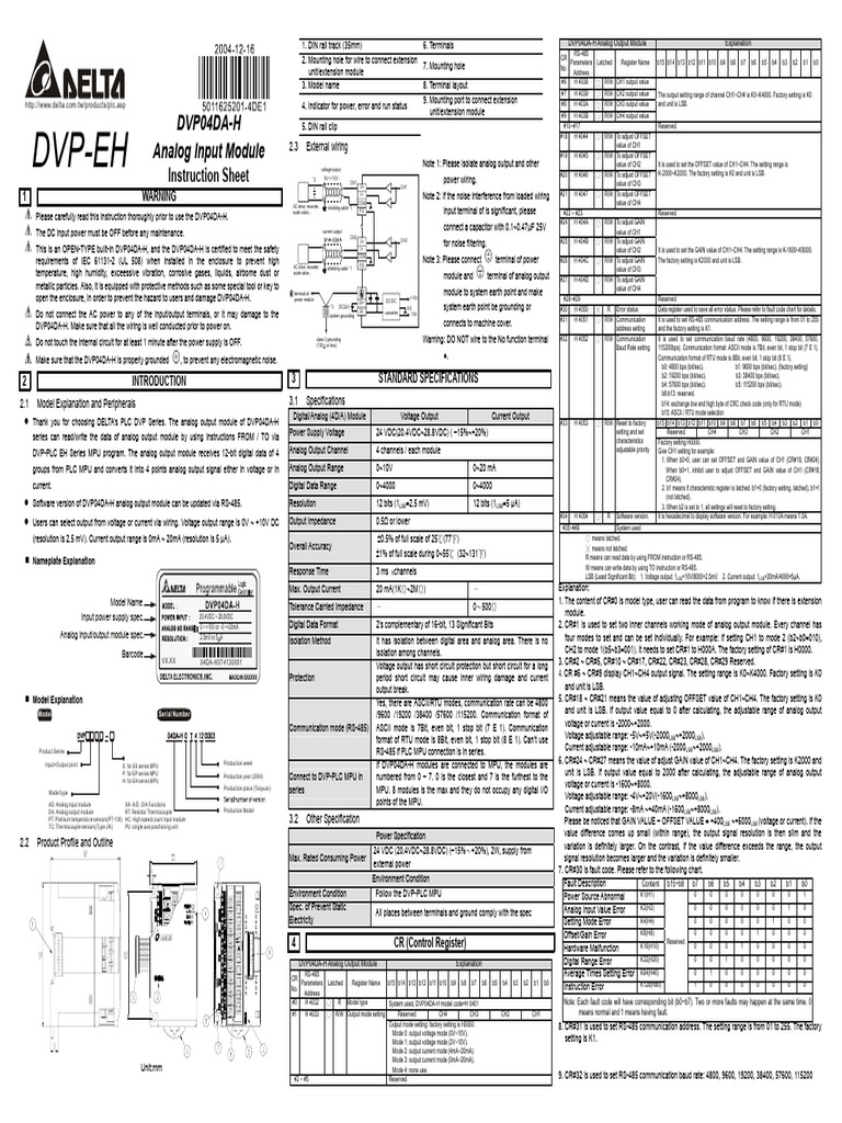 Dvp04da H | PDF | Bit Rate | Electronic Circuits
