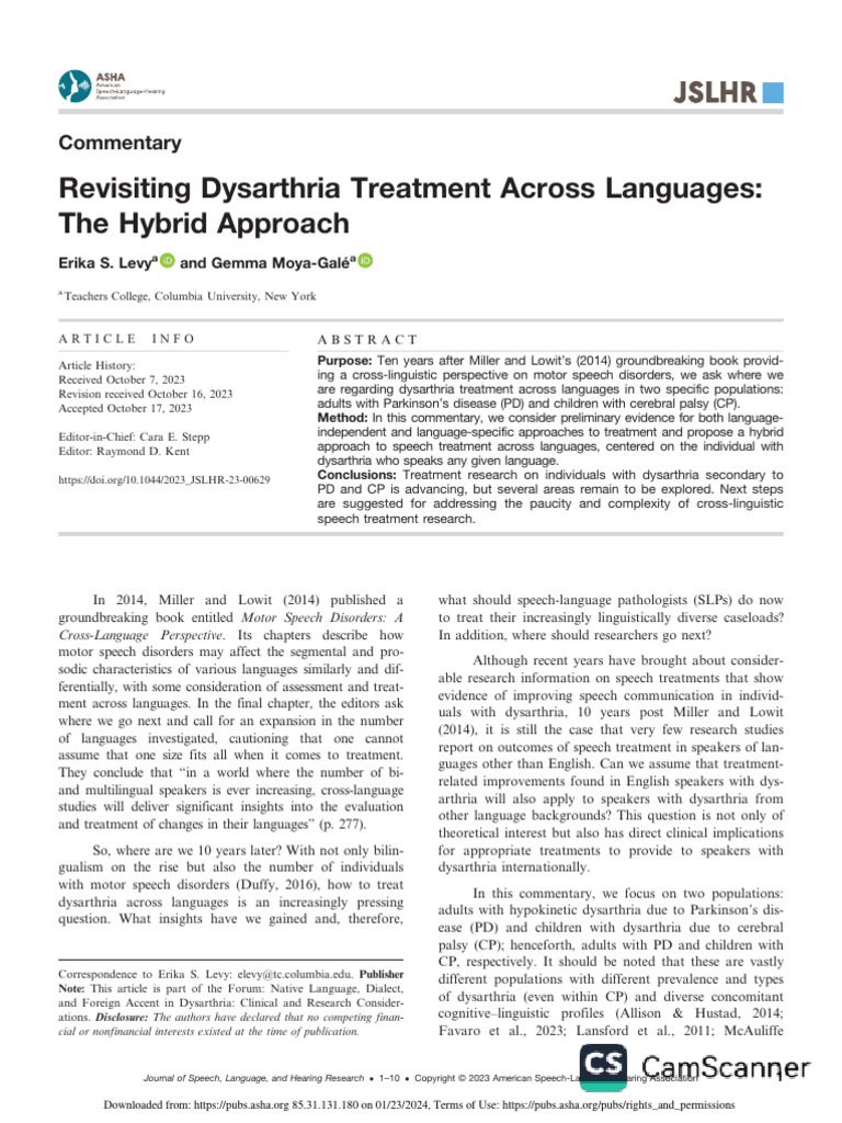 Levy Moya Galé 2023 Revisiting Dysarthria Treatment Across Languages ...