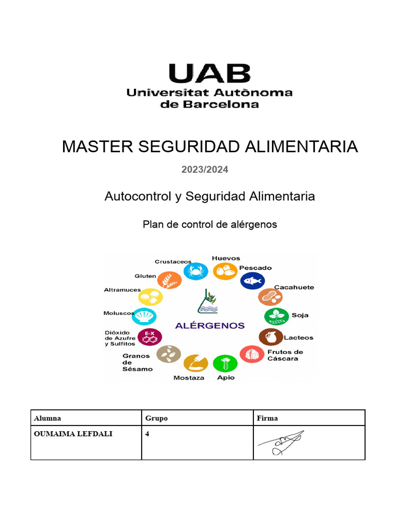 Plan Alergenos Final Pdf Alergia Leche