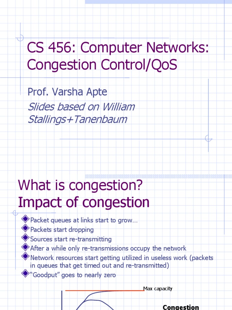 Cs 456: Computer Networks: Congestion Control/Qos: Slides Based On ...