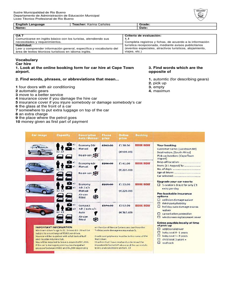 Handout 2 Tourism 4ºe | PDF | Linguistics | Phonetics