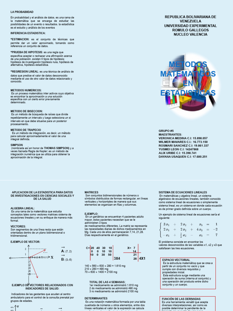 Triptico Metodos Matematicos en Estadistica | PDF | Estadísticas | Espacio vectorial