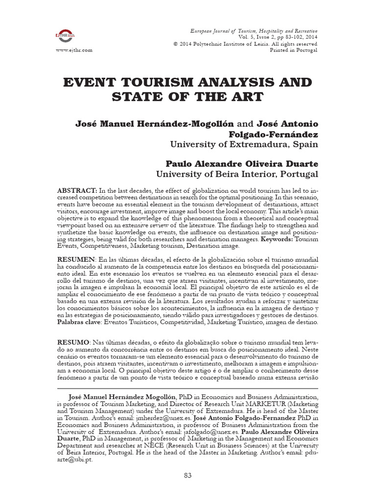 Event Tourism Analysis and State of The | PDF | Science & Mathematics