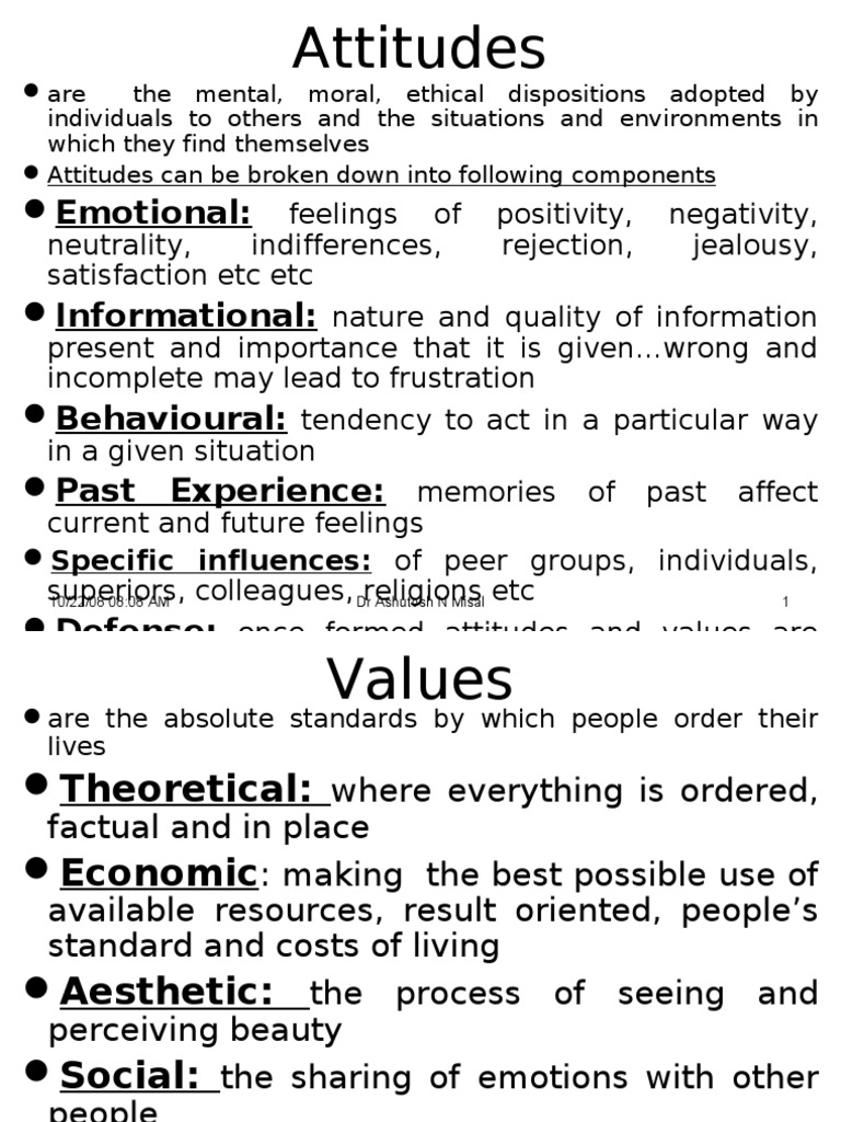 Understanding Attitudes and Values | PDF | Value (Ethics) | Attitude ...
