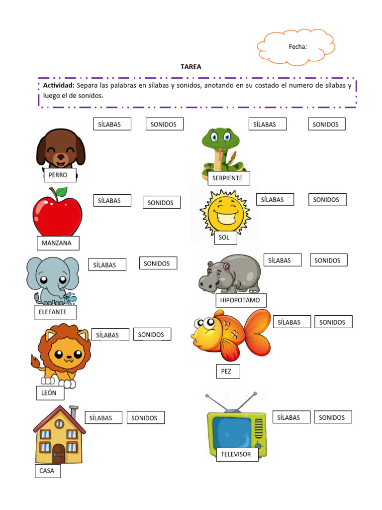 Tarea Sonidos y Sílabas | PDF | Arte
