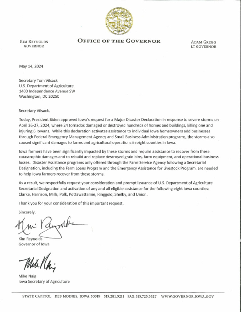 2024.05.14 USDA Secretarial Designation Letter_0 | PDF