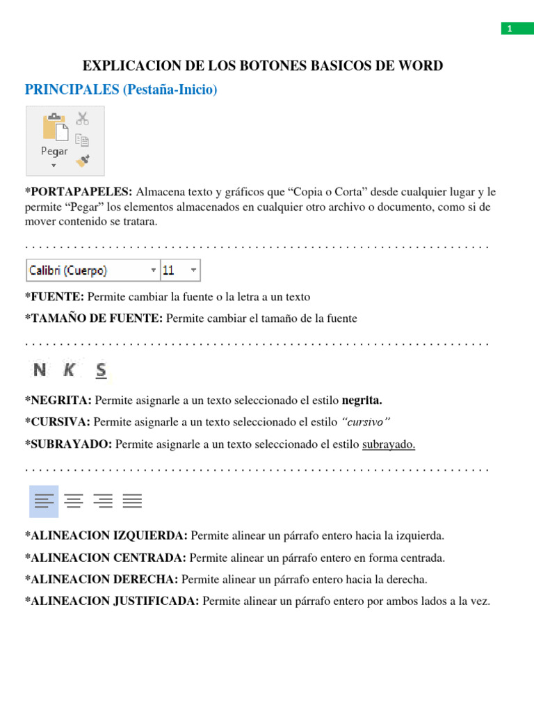 U3 - Explicacion de Los Botones Basicos de Word | PDF | Informática