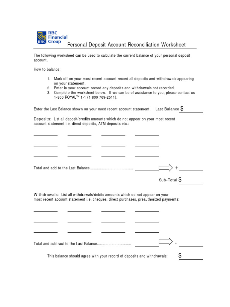 Reconcilation Worksheet | PDF | Business