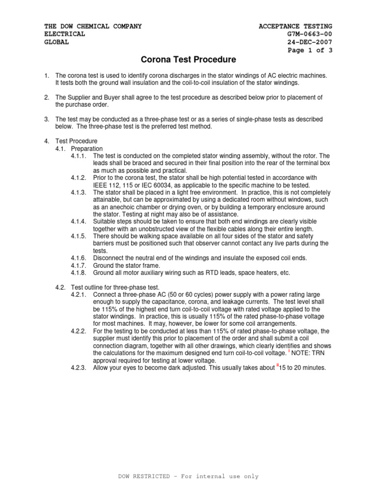 Electrical Corona Test Guide | PDF | Electrical Equipment | Power (Physics)