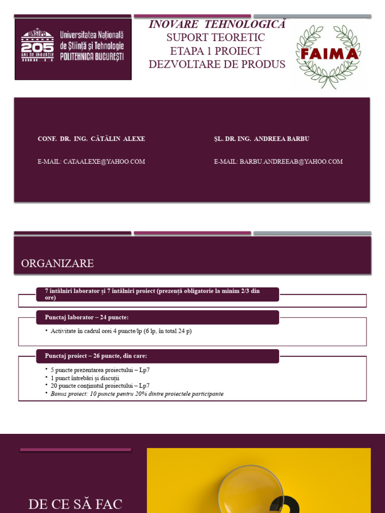 Suport Teoretic Etapa 1 Proiect Dezvoltare de Produs | PDF