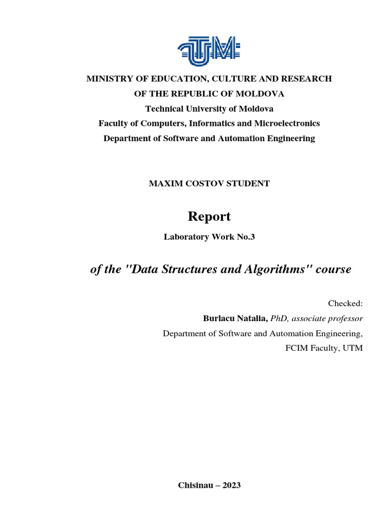 Report SDA Lab 3 | PDF | Computer Programming | Algorithms And Data Structures