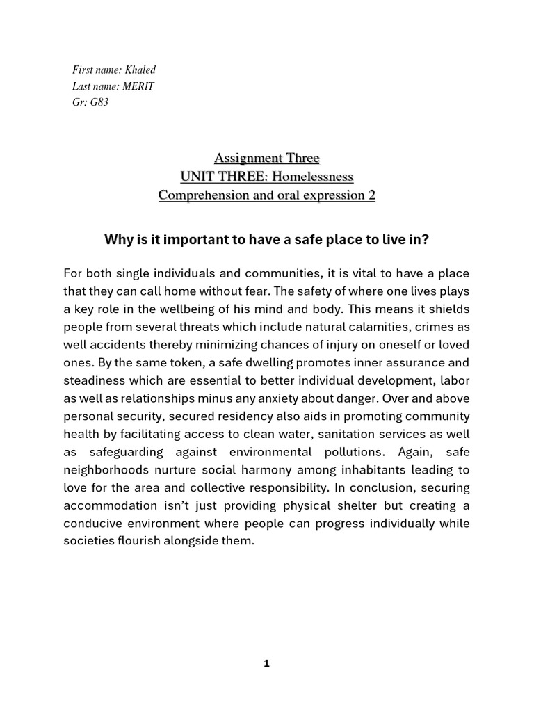 Activity Three Comprehension and oral expression 2 MERIT K | PDF