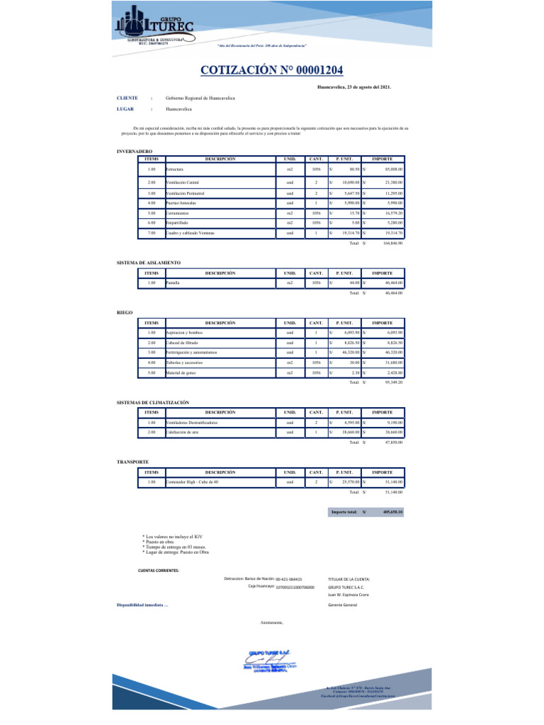 Proforma TUREC | PDF | Materiales de construcción | Automatización de ...