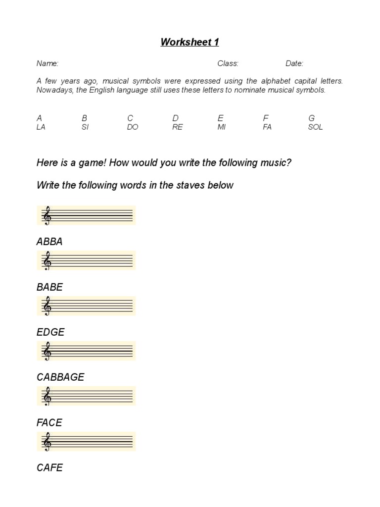 Musical Symbols Worksheet Activity | PDF