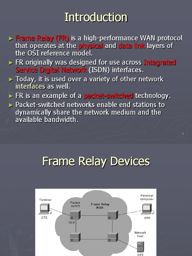 Frame Relay (FR) Physical Data Link Integrated Service Digital Network ...
