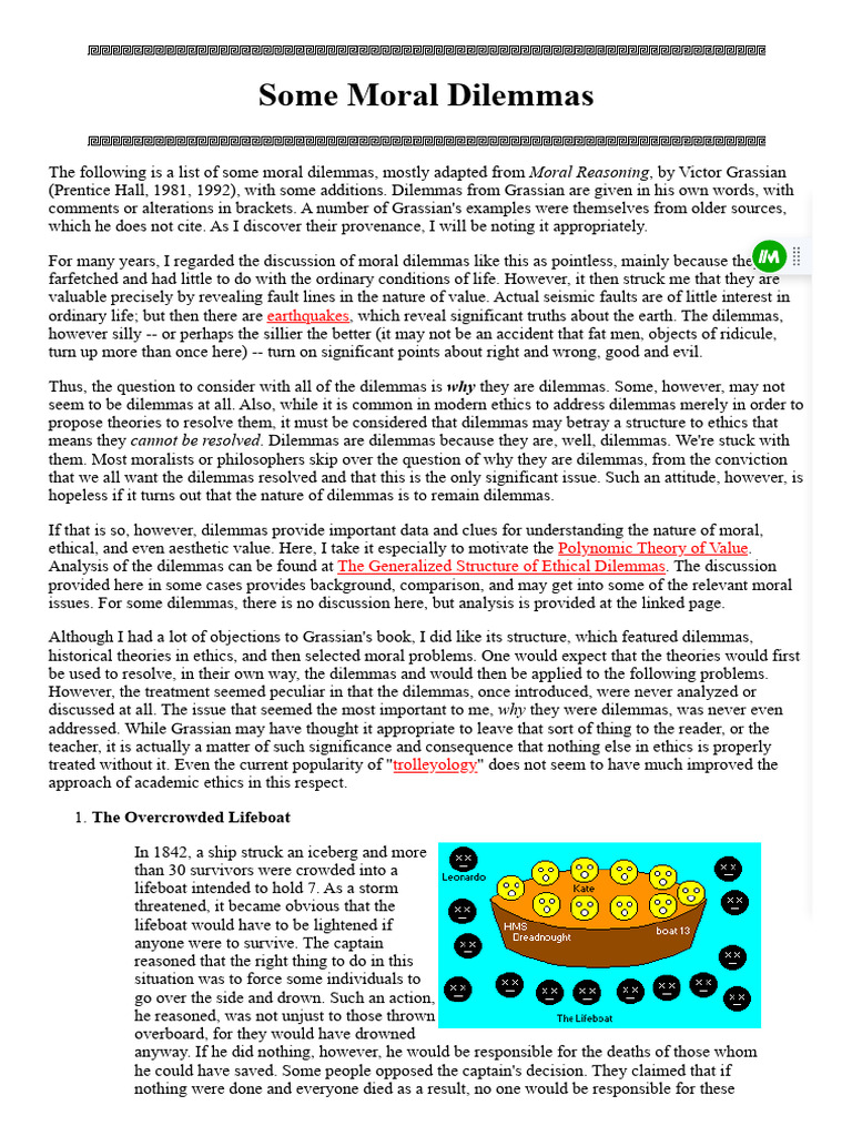 Some Moral Dilemmas | PDF