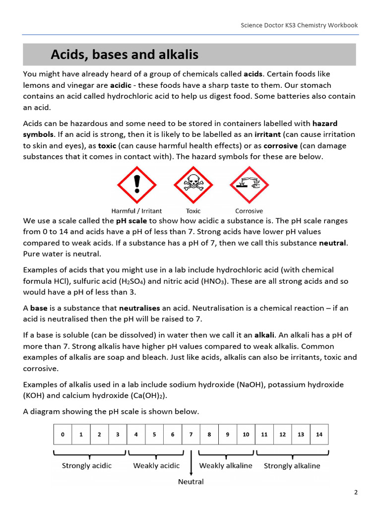 Acids and Alkalis Worksheet | PDF | Acid | Hydroxide