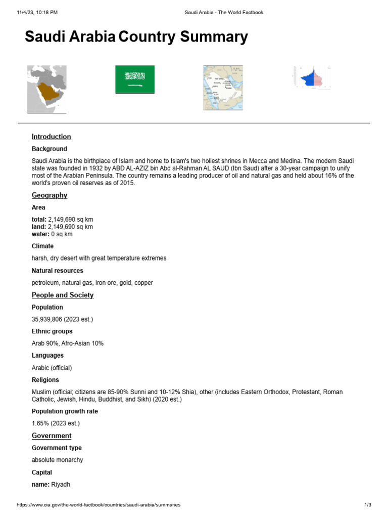 Saudi Arabia - The World Factbook | PDF | Saudi Arabia | Salman Of ...