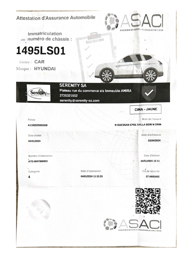 Attestation D'assurance Automobile | PDF