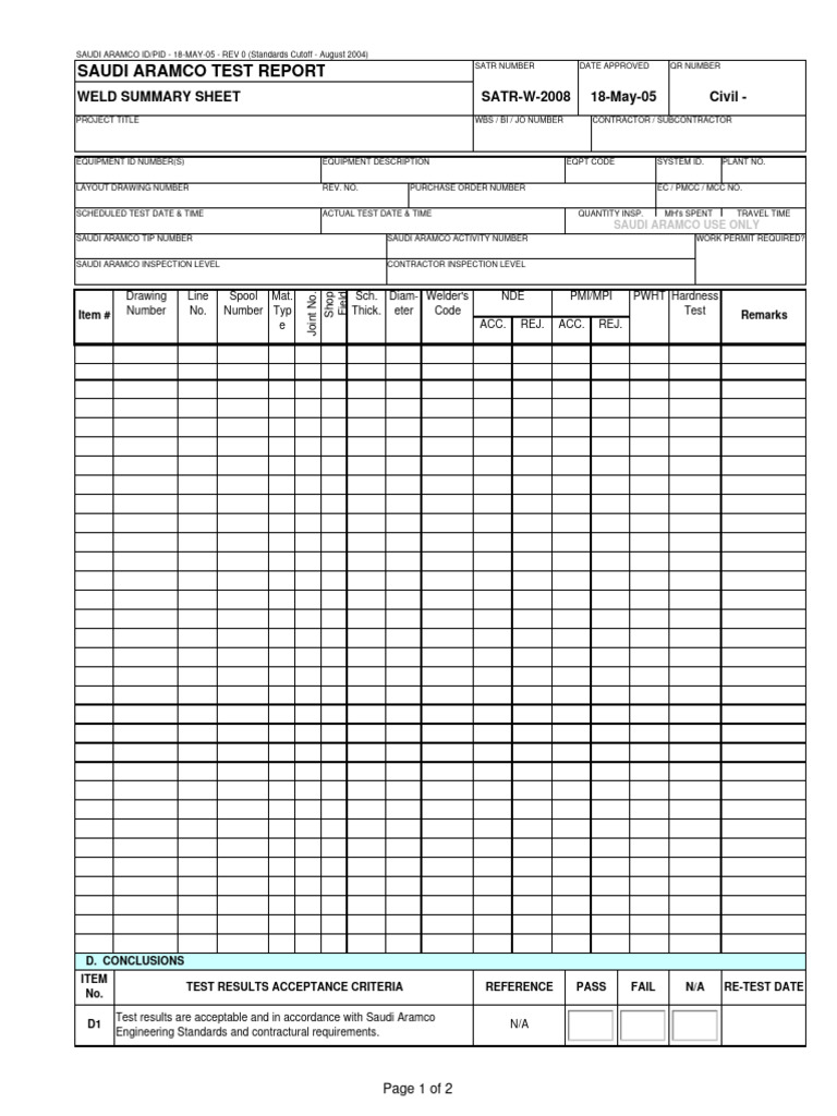 Aramco PWHT Hardness Test Report | PDF | Mechanical Engineering ...
