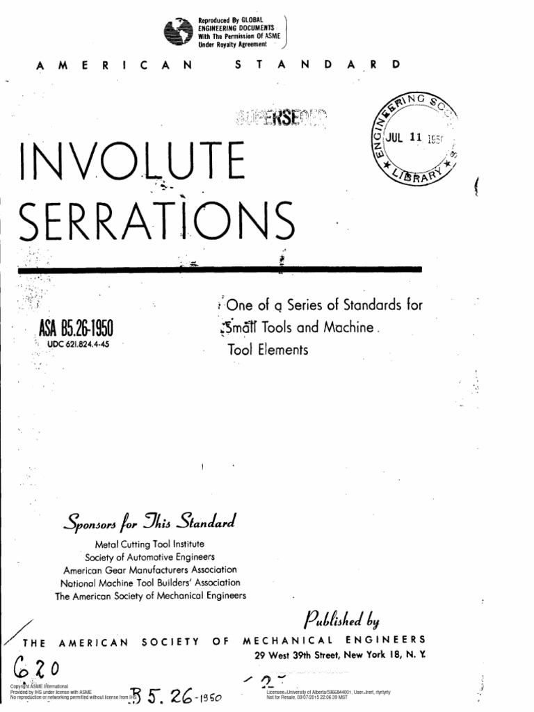 Asme B5.26-1950 | PDF | Engineering Tolerance | Gear