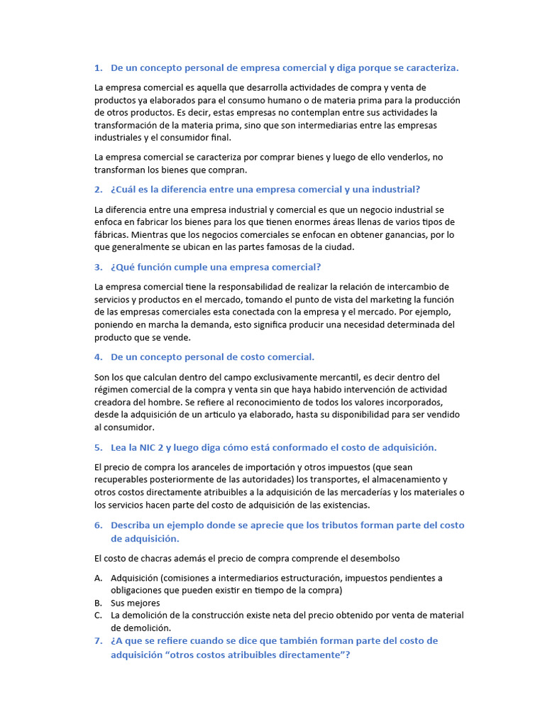 De Un Concepto Personal de Empresa Comercial y Diga Porque Se ...