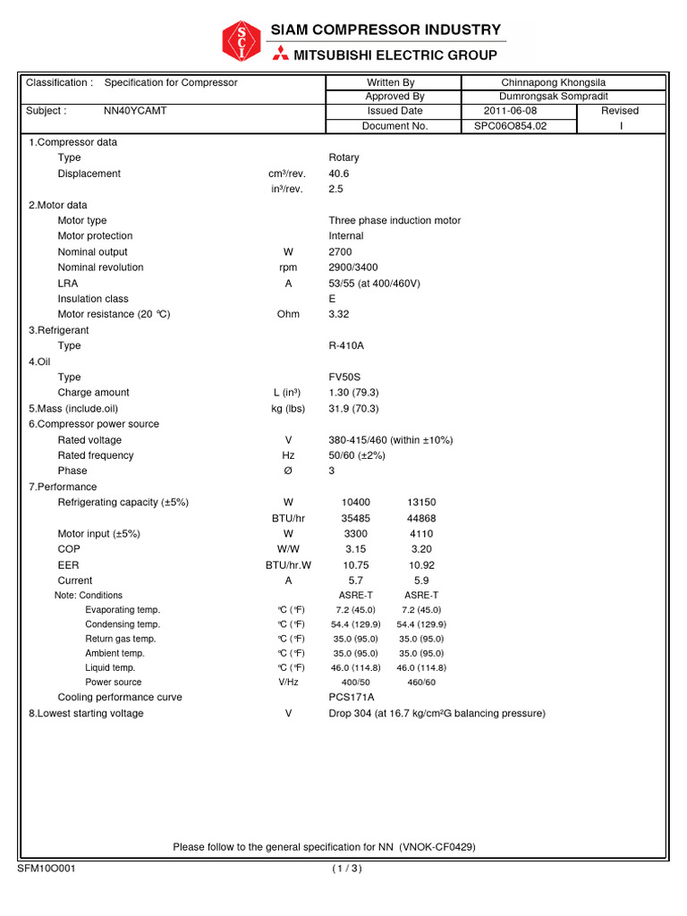 Compressor Specs for Engineers | PDF | Physical Quantities | Continuum Mechanics