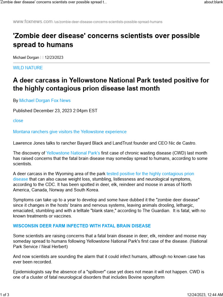 'Zombie Deer Disease' Concerns Scientists Over Possible Spread To ...