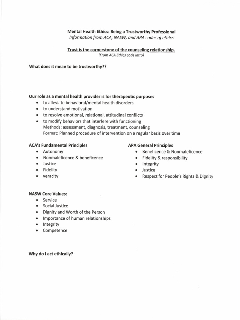 Ethics Overview Handouts | PDF