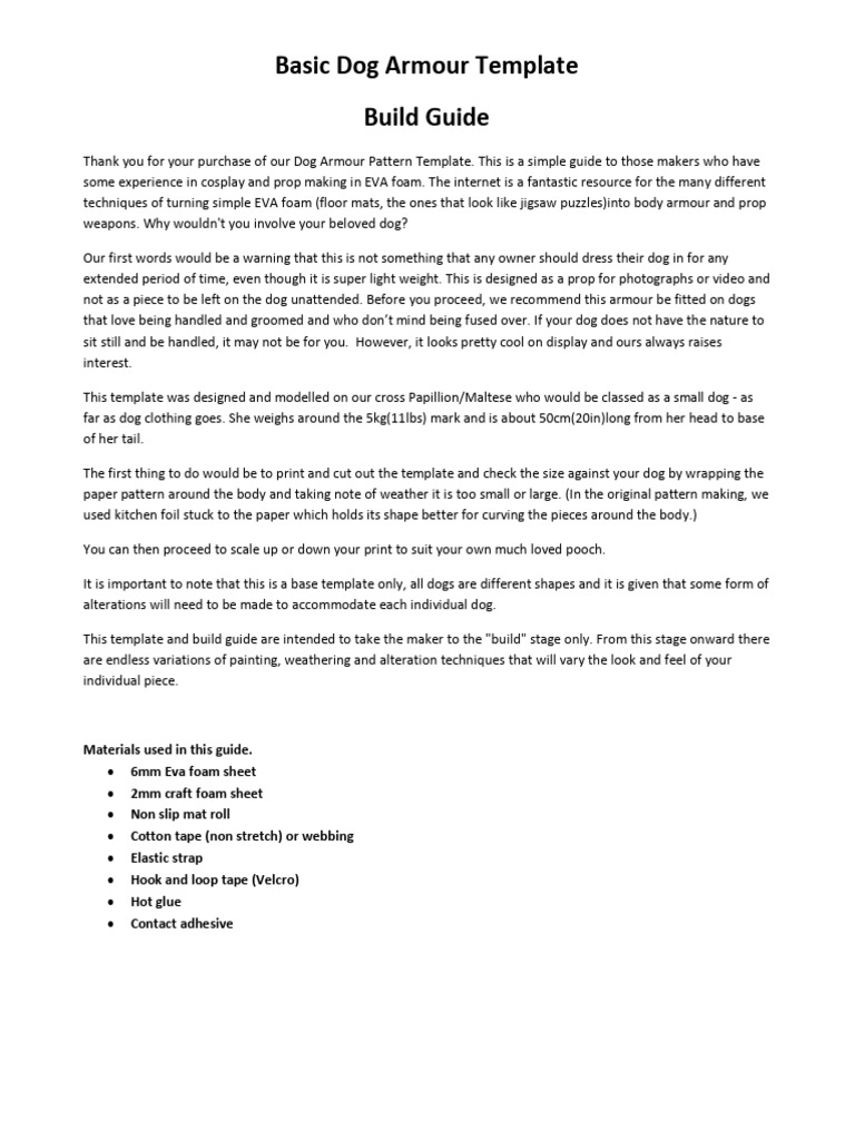 Dog Armour Build Guide | PDF | Knife | Adhesive