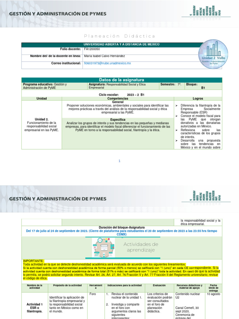 PD_GRSE_U2_María Isabel Calvo Hernández | PDF | Responsabilidad social ...