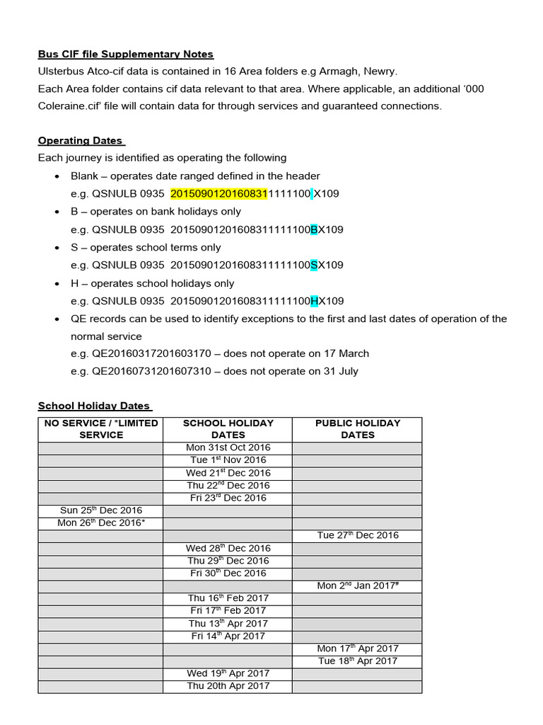 Bus Cif File Supplementary Notes | PDF | Holidays | Observances