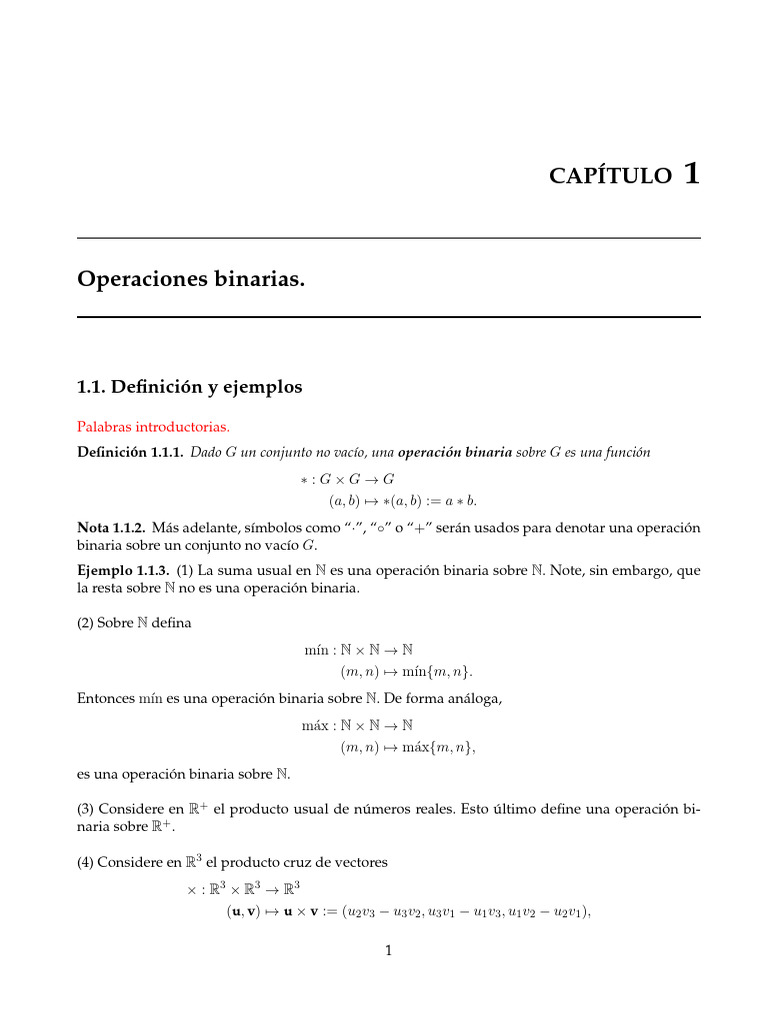 Definición y Ejemplos de Operaciones Binarias | PDF | Grupo ...