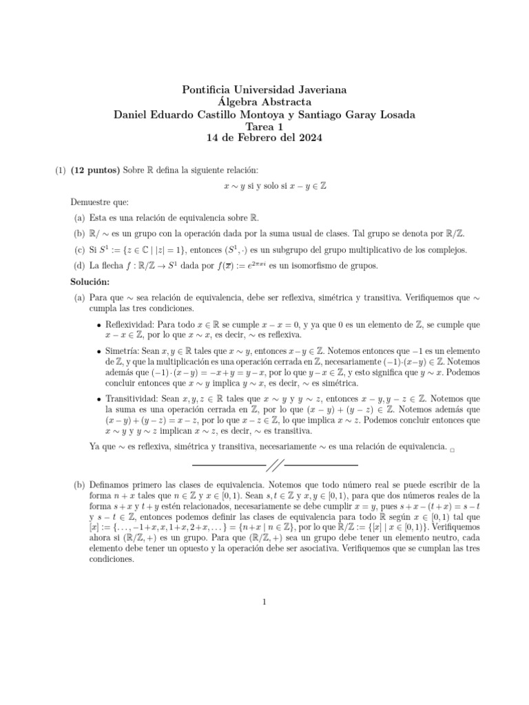 Imprimir - Tarea 1 Abstracta | PDF | Grupo (Matemáticas) | Relaciones matematicas