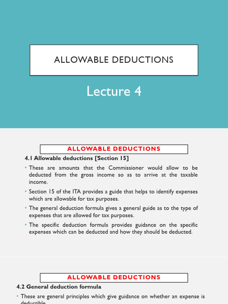 AC405 Lecture 4-1 | PDF | Expense | Tax Deduction