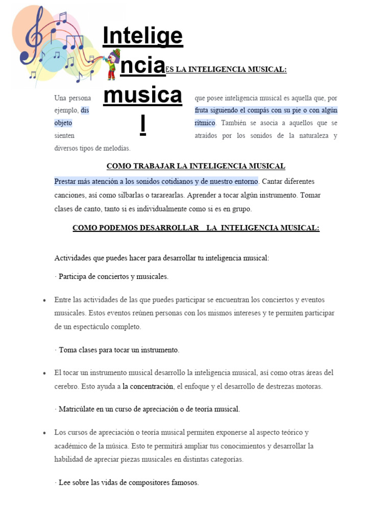 Desarrolla tu Inteligencia Musical | PDF | Inteligencia | Aprendizaje