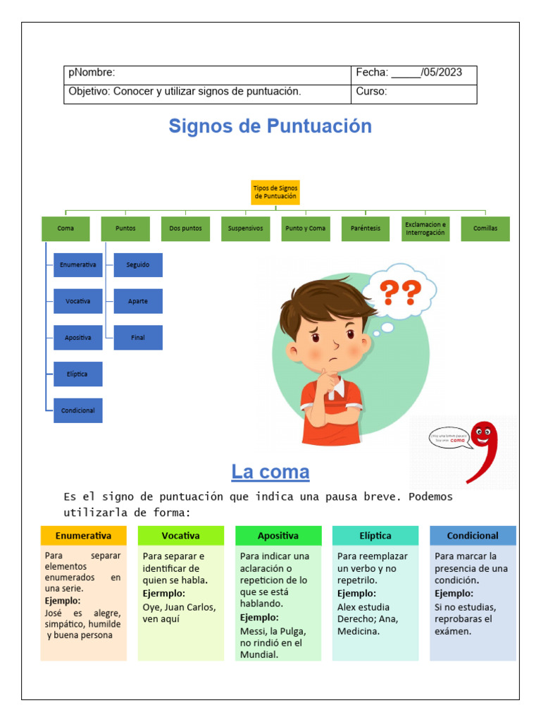 Actividades de Signos de Puntuación para Niños | PDF | Coma | Puntuación