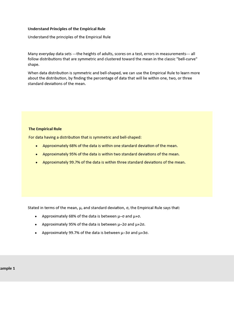 Understand Principles of The Empirical Rule | PDF | Standard Deviation ...