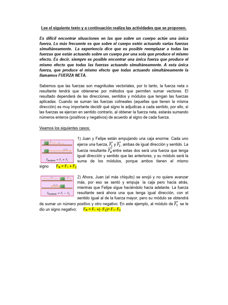 ACTIVIDAD 5. Suma de Fuerzas Colineales. | PDF | Fuerza | Vector Euclidiano