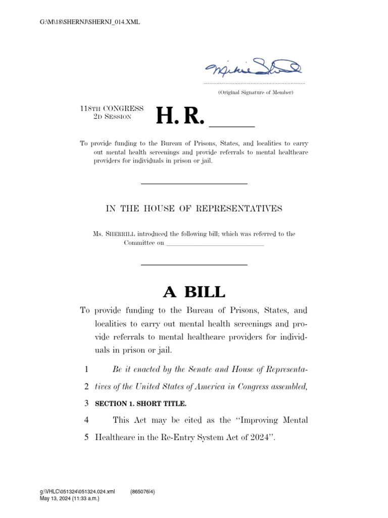 Improving Mental Healthcare in The Re-Entry System Act | PDF | Prison ...