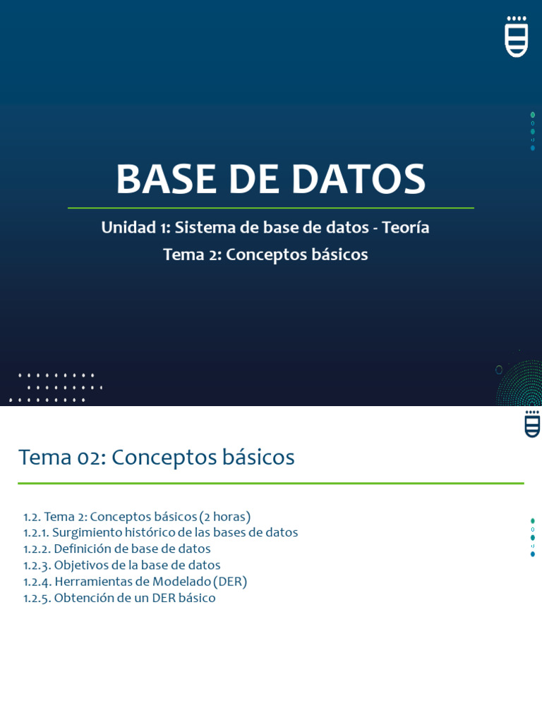 Base de Datos: Unidad 1: Sistema de Base de Datos - Teoría Tema 2: Conceptos Básicos | PDF ...