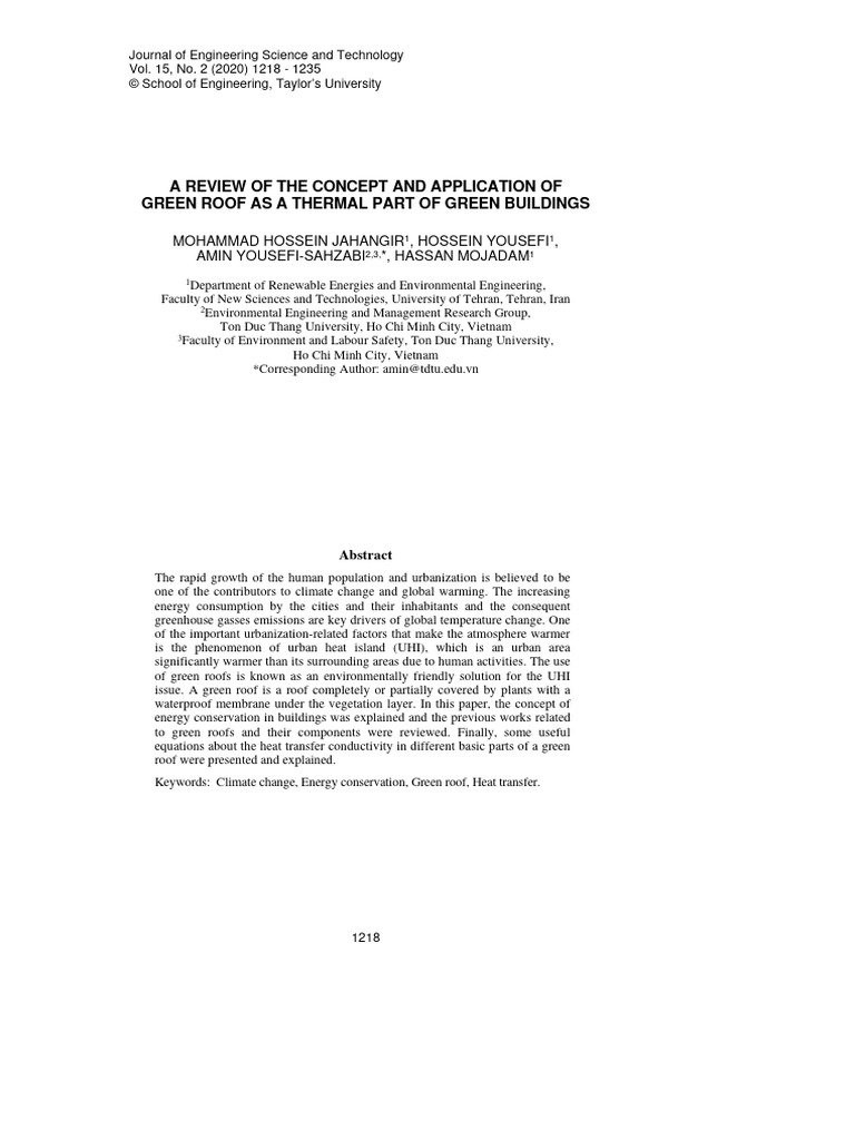 A Review of The Concept and Application of Green Roof As A Thermal Part ... A Review of The Concept and Application of Green Roof As A Thermal Part ...