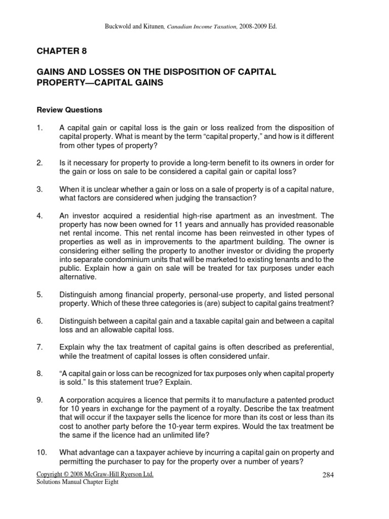Buckwold11e Solutions Ch08 | PDF | Capital Gains Tax | Taxes